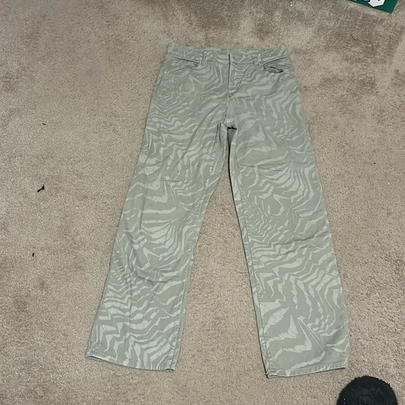 H&M | Jeans | Lowrise Boyfriend Green Zebra Print Jeans | Poshmark